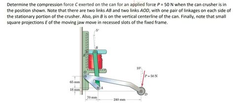 Solved Determine The Compression Force C Exerted On The Can