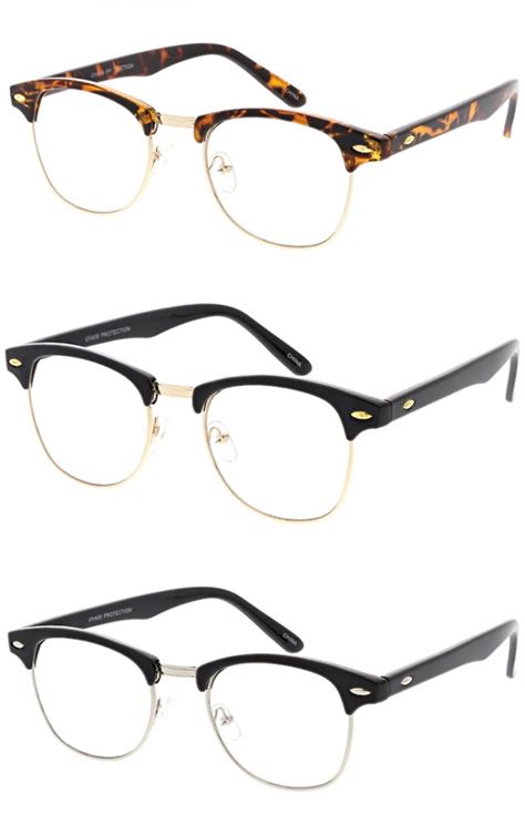 Vintage Half Frame Clear Lens Horn Rimmed Wholesale Sunglasses