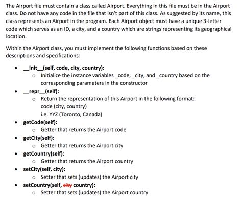 Solved The Airport File Must Contain A Class Called Airport Chegg
