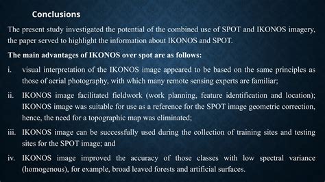 Application Of Ikonos Spot And Landsat Imagery Ppt