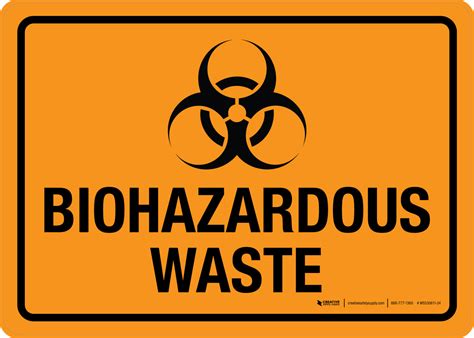 Biohazardous Waste With Icon Landscape Wall Sign
