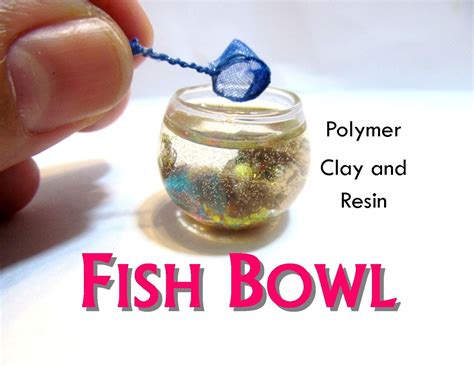 Fish Bowl From Polymer Clay And Resin Dollhouse Miniature Polymer