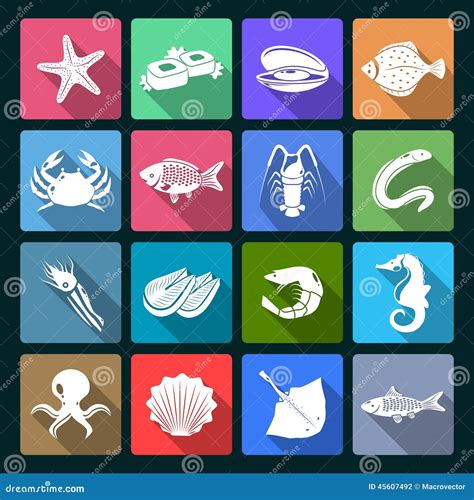Seafood Icons Set Seafood Collection Neon Signs Open Close Bright