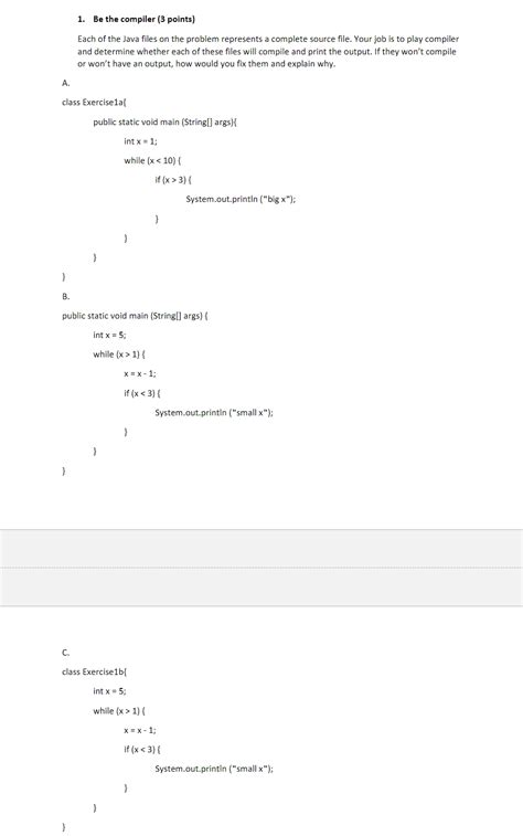 Solved 1 Be The Compiler 3 Points Each Of The Java Files