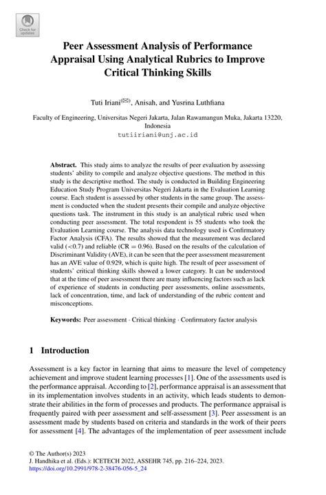 Pdf Peer Assessment Analysis Of Performance Appraisal Using