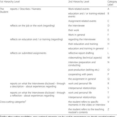 The Coding System And Its Categories Download Scientific Diagram