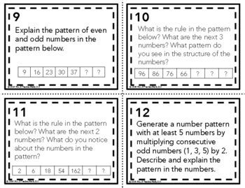 Generate And Analyze Patterns Task Cards Oa By Mrs E Teaches Math