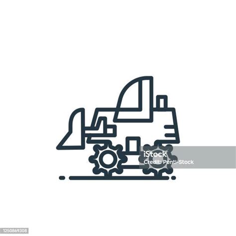 트랙터 벡터 아이콘입니다 트랙터 편집 가능한 스트로크 웹 및 모바일 앱 로고 인쇄 매체에 사용하기 위한 트랙터 선형 기호입니다 얇은 선 그림 벡터 격리 된 윤곽선 도면입니다