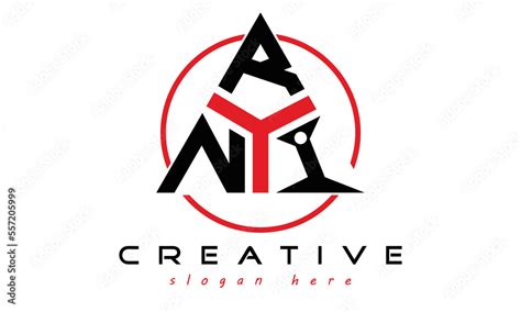 NRI Three Letter Creative Triangle Shape In Circle Logo Design Vector Template Typography Logo