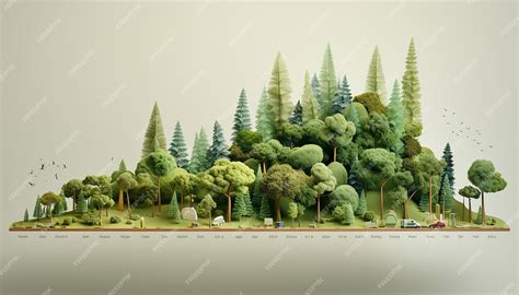 Premium Ai Image A 3d Infographicstyle Poster Showing A Bar Graph Made Of Trees Of Varying Heights
