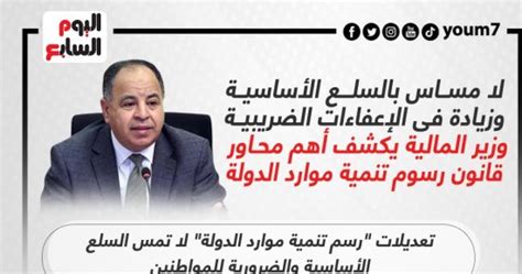 وزير المالية يكشف أهم محاور قانون رسوم تنمية موارد الدولة إنفوجراف