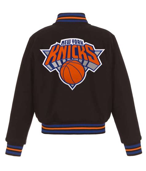 Black Embroidered New York Knicks Varsity Wool Jacket Jackets Expert