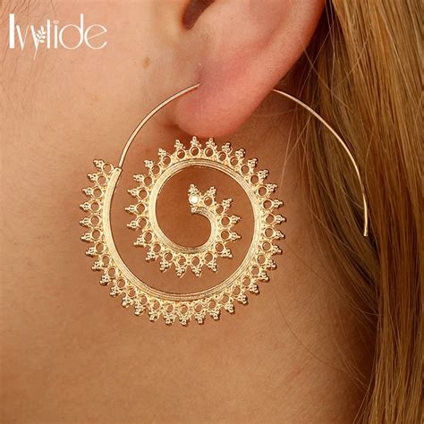 Aliexpress Buy Lvytide 1 Pair Hoop Earrings Boho Ethnic Sprial