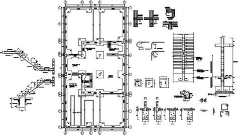 Foundation Plan Staircase And Construction And Structure Details Dwg File