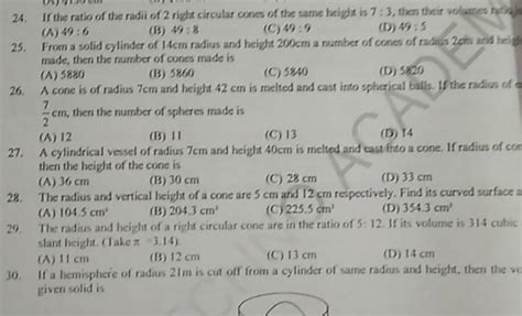 The Radius And Height Of A Right Circular Cone Are In The Ratio Of 512