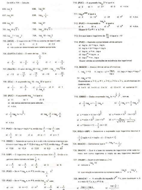 Lista 4 Funções Exponenciais E Logarítmicas Pdf