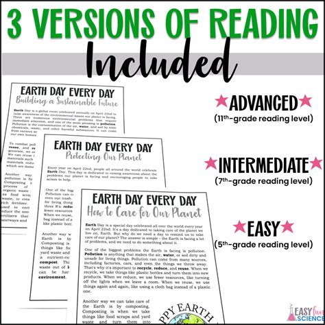 Earth Day Reading Comprehension And Earth Day Crossword Puzzle Made