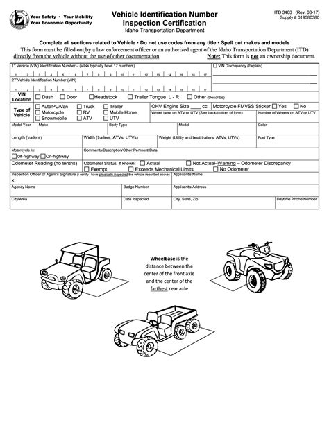 Form ITD 3403 Vehicle Identification Number Inspection Certification