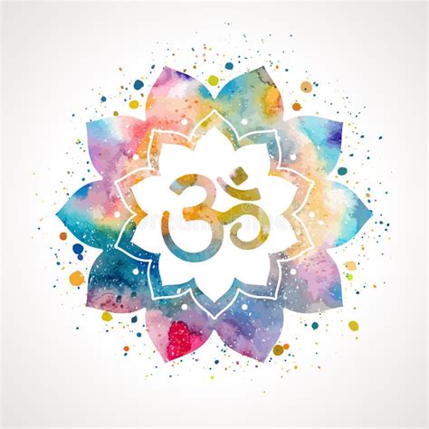 Om Sign In Lotus Flower Stock Vector Illustration Of Splash 79794907
