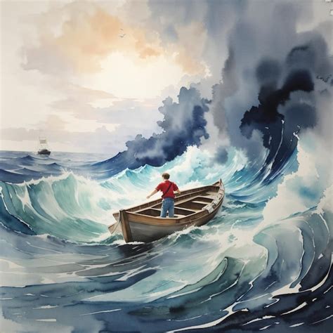 Premium Ai Image Watercolor Depicts A Person Struggling To Stay