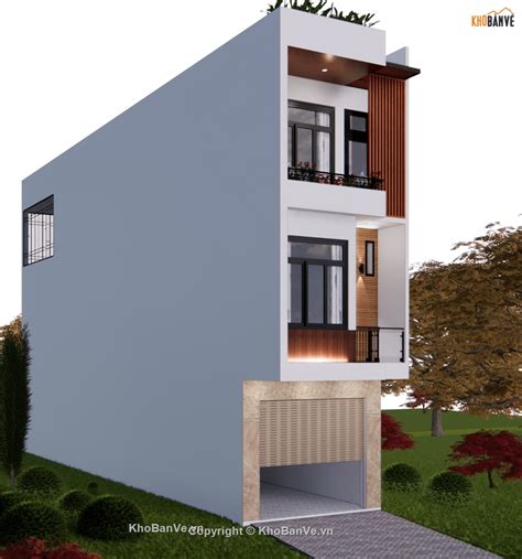 Sketchup Cad Hstk Nhà Phố Hiện đại 3 Tầng Kích Thước 4 2x16 5m Gồm