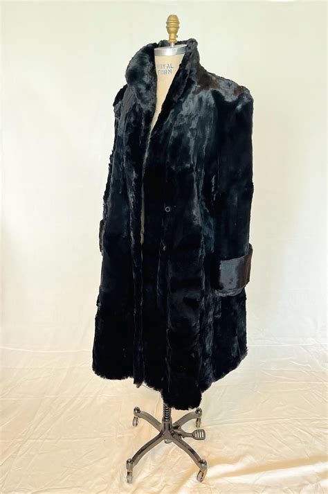 1930s Hollywood Glamour Fur Coat Black Hudson Seal Silk Lined Etsy