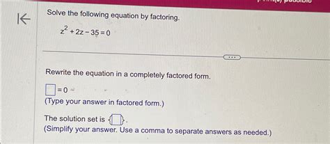 Solved Solve The Following Equation By