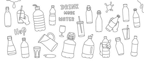 Bottles Set Drink More Water Plastic Royalty Free Vector