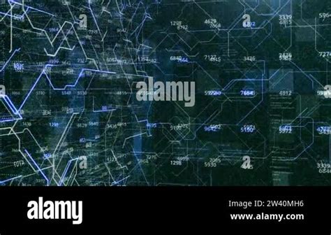 Connections And Numbers Inside Matrix Animation Set Of Numbers And Values On Background Of
