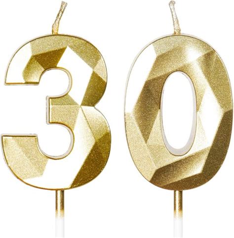 Gouden Kaarsen Voor 30e Verjaardag Taartdecoratie En