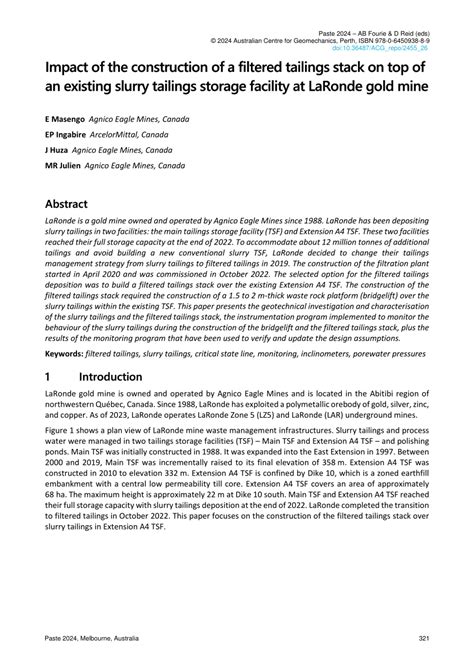 Pdf Impact Of The Construction Of A Filtered Tailings Stack On Top Of