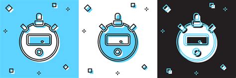 파란색과 흰색 검은 색 배경에 격리 된 스톱 워치 아이콘을 설정합니다 시간 타이머 기호입니다 크로노미터 기호 벡터 2 위 상 종류에 대한 스톡 벡터 아트 및 기타 이미지