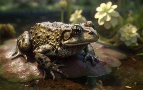 Premium Photo A Frog Or Toad Sits On A Lily Pad In A Pond Swamp