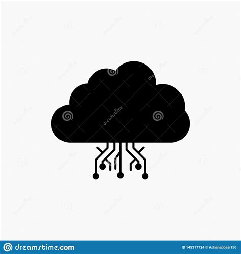 Cloud Computing Data Hosting Network Glyph Icon Vector Isolated Illustration Stock Vector