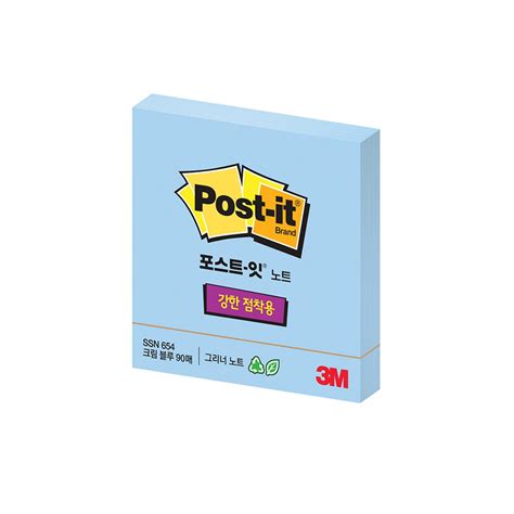 포스트잇 강한점착용 그리너노트654 크림블루 76mm X 76mm 홈플러스 택배배송
