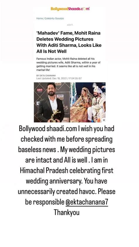 Mahadev Actor Mohit Raina Slams News Portal For Reporting Fake Divorce News Says You Have
