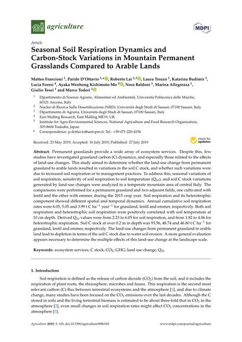 PDF Seasonal Soil Respiration Dynamics And Carbon Stock Variations In