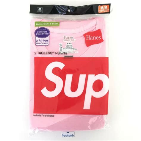 Supreme Hanes Tagless Tee T Shirt Pink Medium Pack Of 2 Trusted