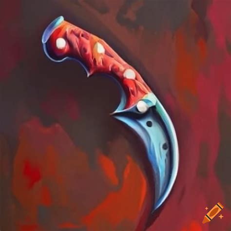 Red Kerambit Knife With Dark Blade On Craiyon