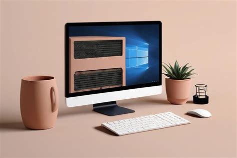 Desktop Computer 24 Clay Mockup Premium Ai Generated Image