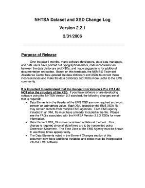 Fillable Online Nemsis NHTSA Dataset And XSD Change Log V2 2 1 NEMSIS