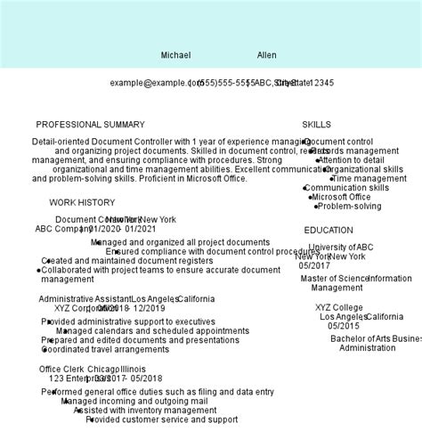 6 Great Document Controller Resume Examples Livecareer
