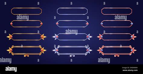 Empty Rectangle Frames In Medieval Style For Game Ui Design Vector