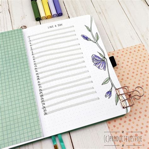 Line A Day Bujo Page For Bullet Journaling