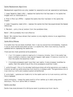 Cache Replacement Algorithms Replacement Algorithms Cache