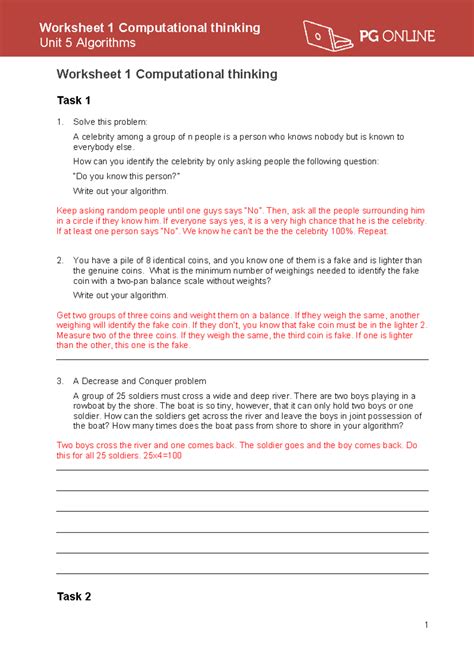 2 1 1 algorithms worksheet 1 worksheet 1 computational thinking unit