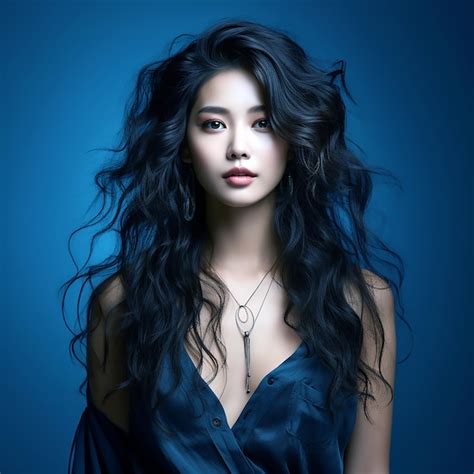 Premium Ai Image A Model With Long Hair And A Black Shirt Is Posing