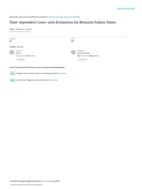 Time Dependent Cross Ratio Estimation For Bivariat Pdf Twin Variance