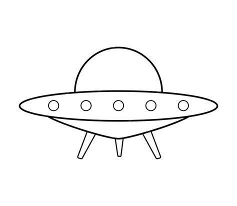 Ufo 개요 아이콘 벡터 라인 유치 그림 화이트 절연 프리미엄 벡터