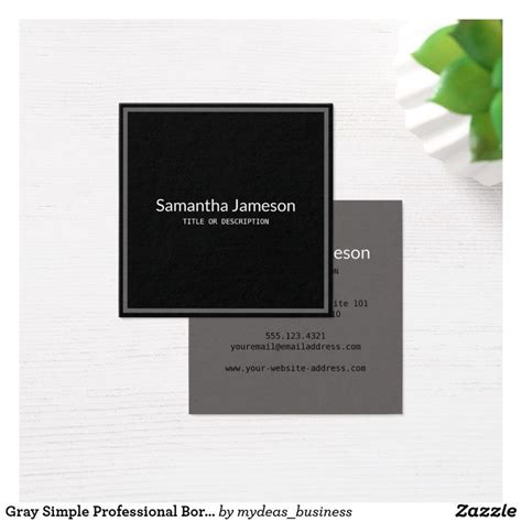 Square Business Card Design Gray Simple Professional Borders Ii V3